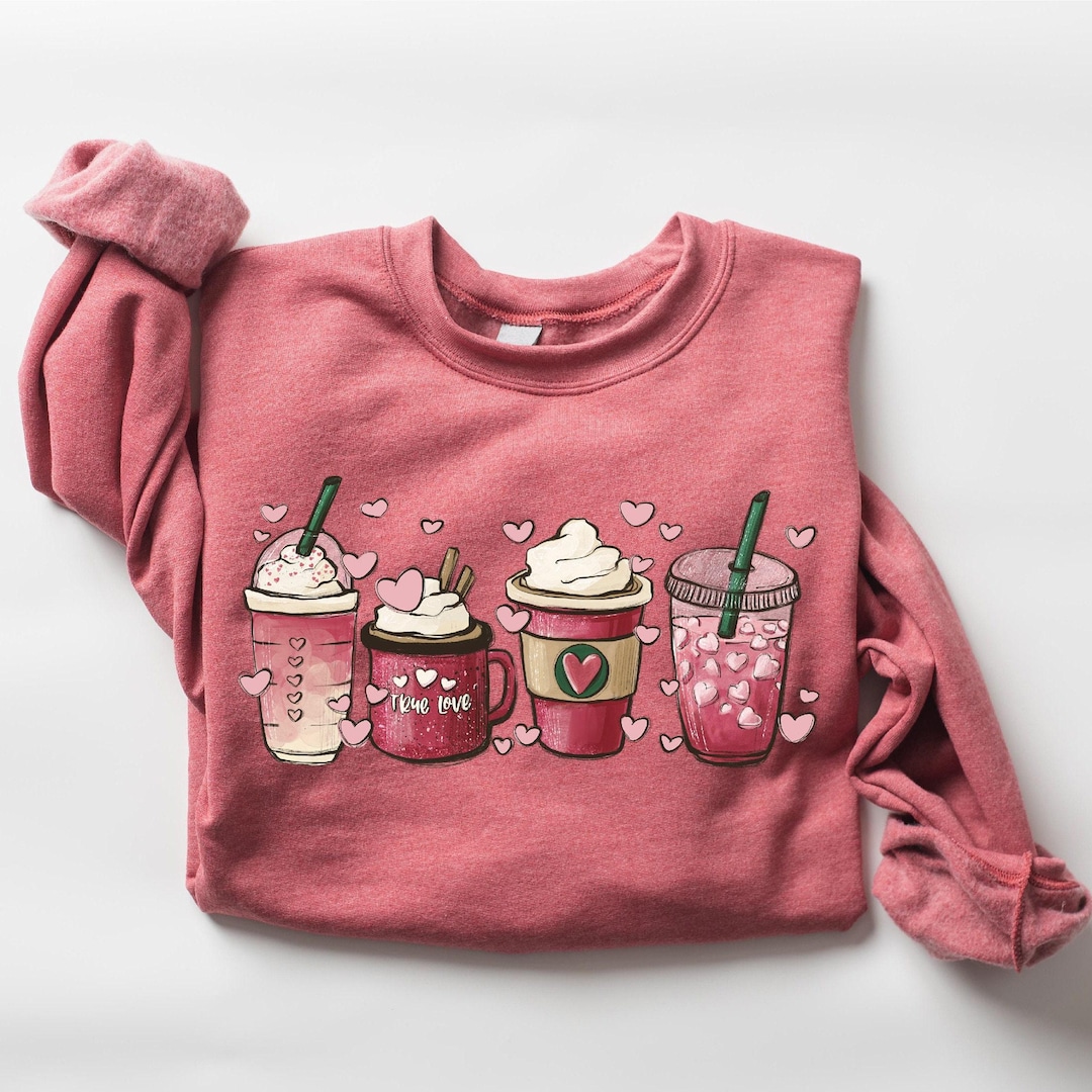 Womens Valentines Day Sweatshirt, Valentine Coffee Sweatshirt, Womens ...
