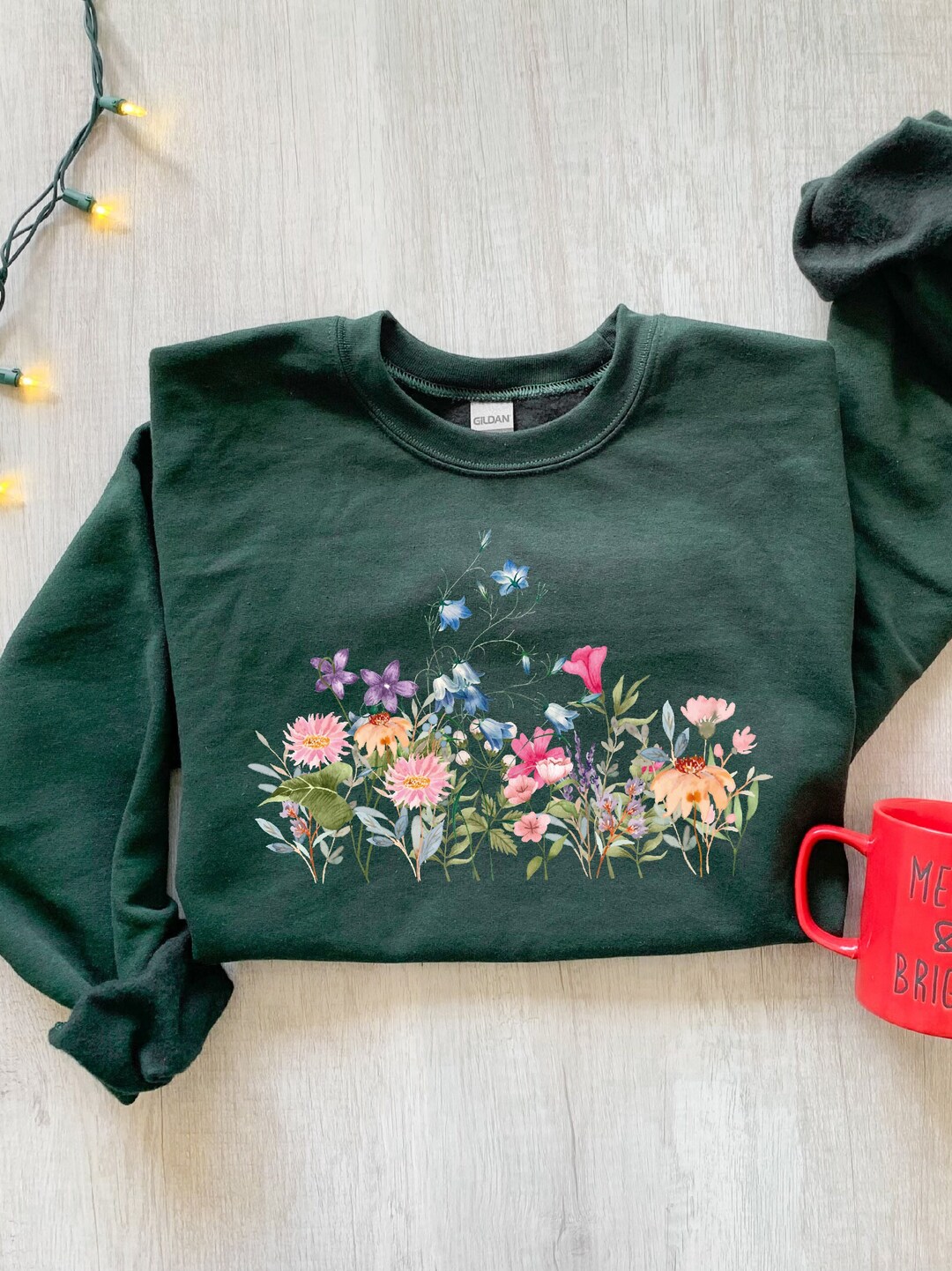 Pressed Flowers Sweatshirt, Wildflowers Sweatshirt, Boho Cottagecore ...