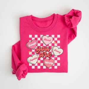 Cute Teacher Valentine Sweatshirt, Retro Heart Sweatshirt, Women's Valentines Day Sweatshirt ...