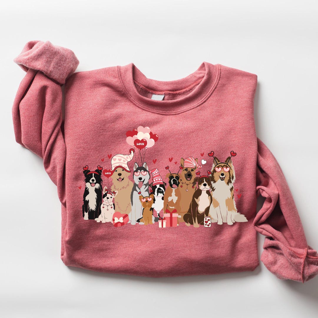 Valentines Dogs Sweatshirt, Dog Lover Sweater, Womens Valentines ...