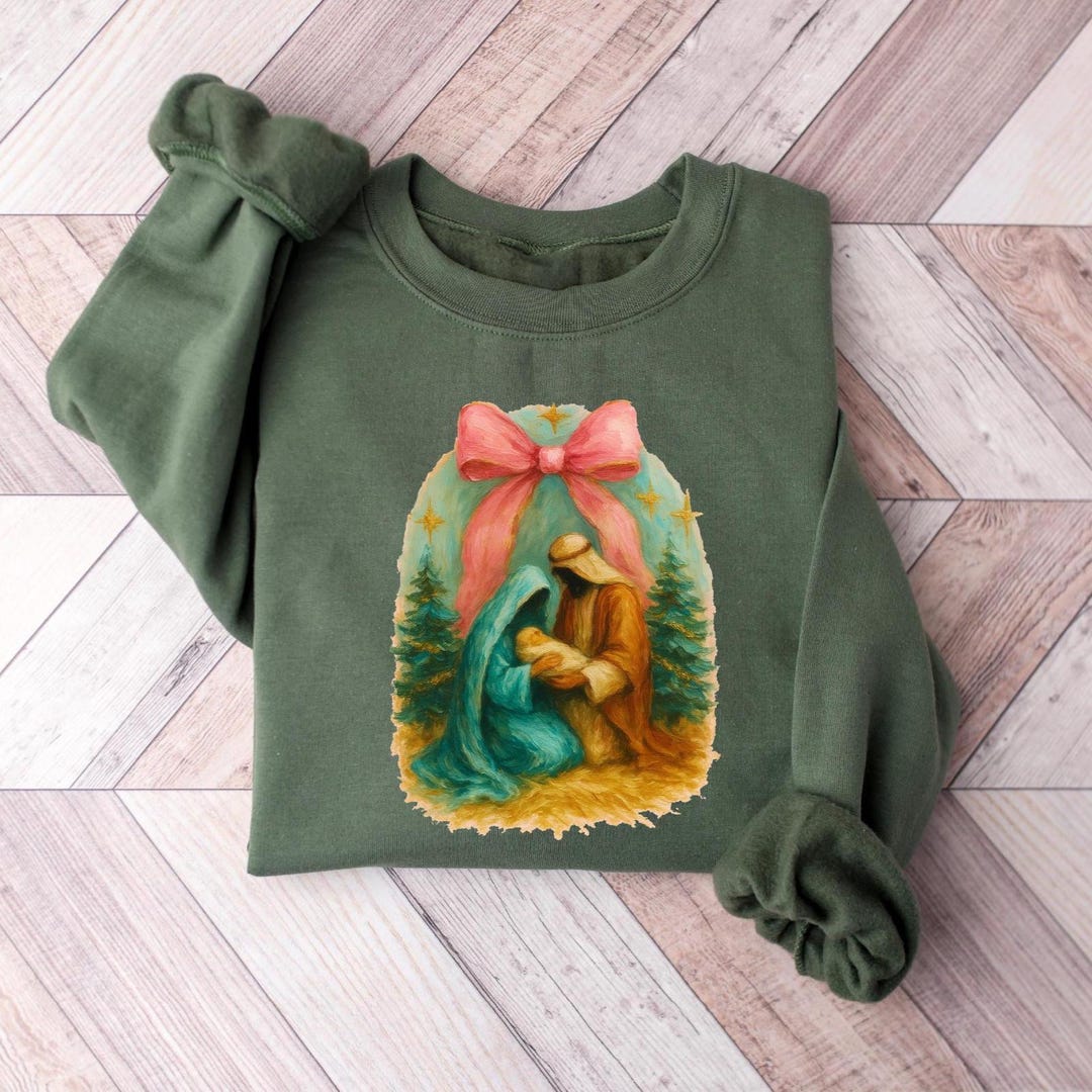 Christian Christmas Nativity Scene Sweatshirt, Jesus Birth Sweater ...