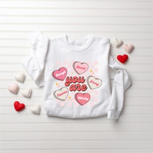 Cute Teacher Valentine Sweatshirt, Retro Heart Sweatshirt, Women's Valentines Day Sweatshirt ...