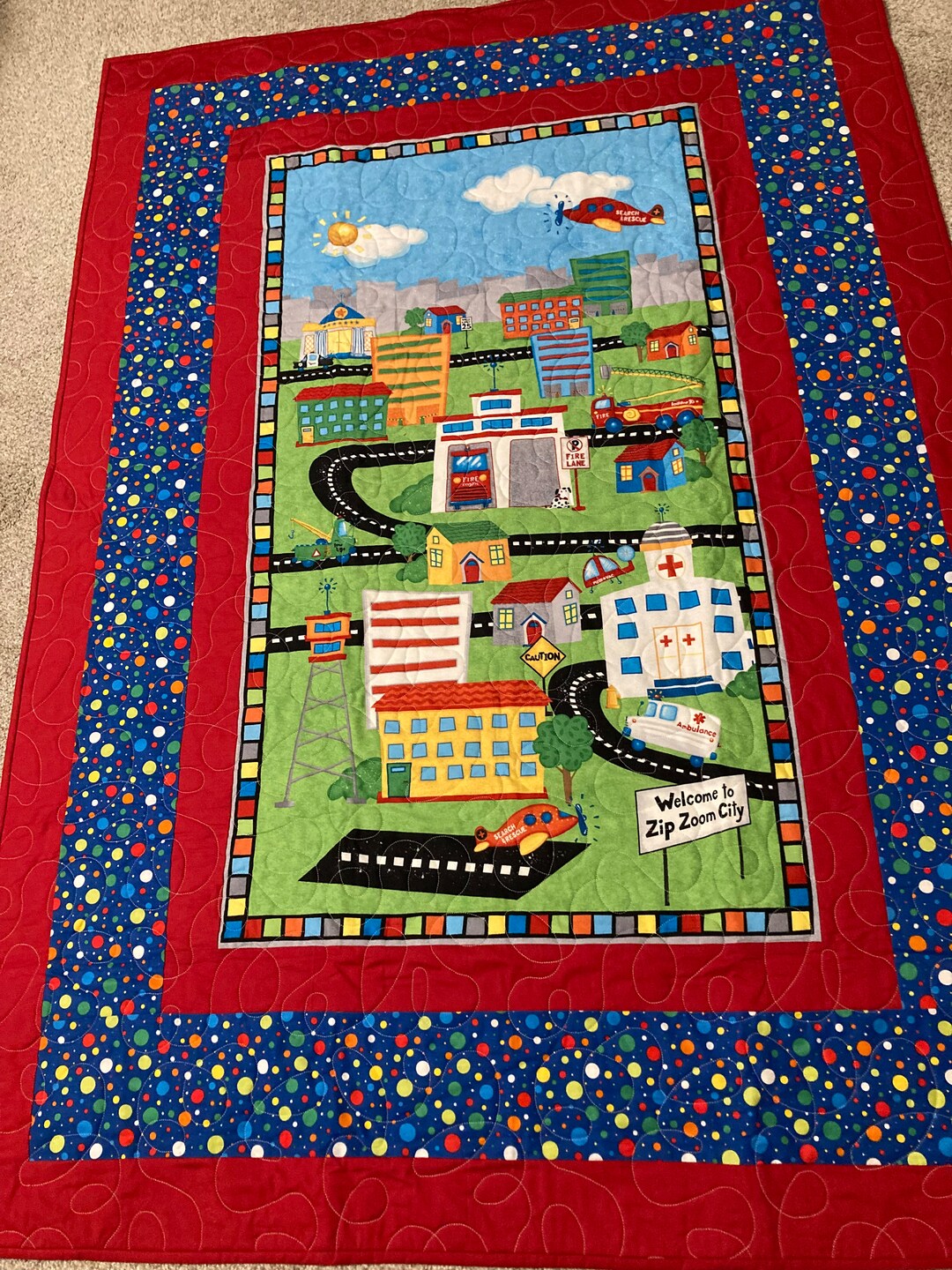 Kid’s Emergency Vehicle Playmat Quilt. 376 - Etsy