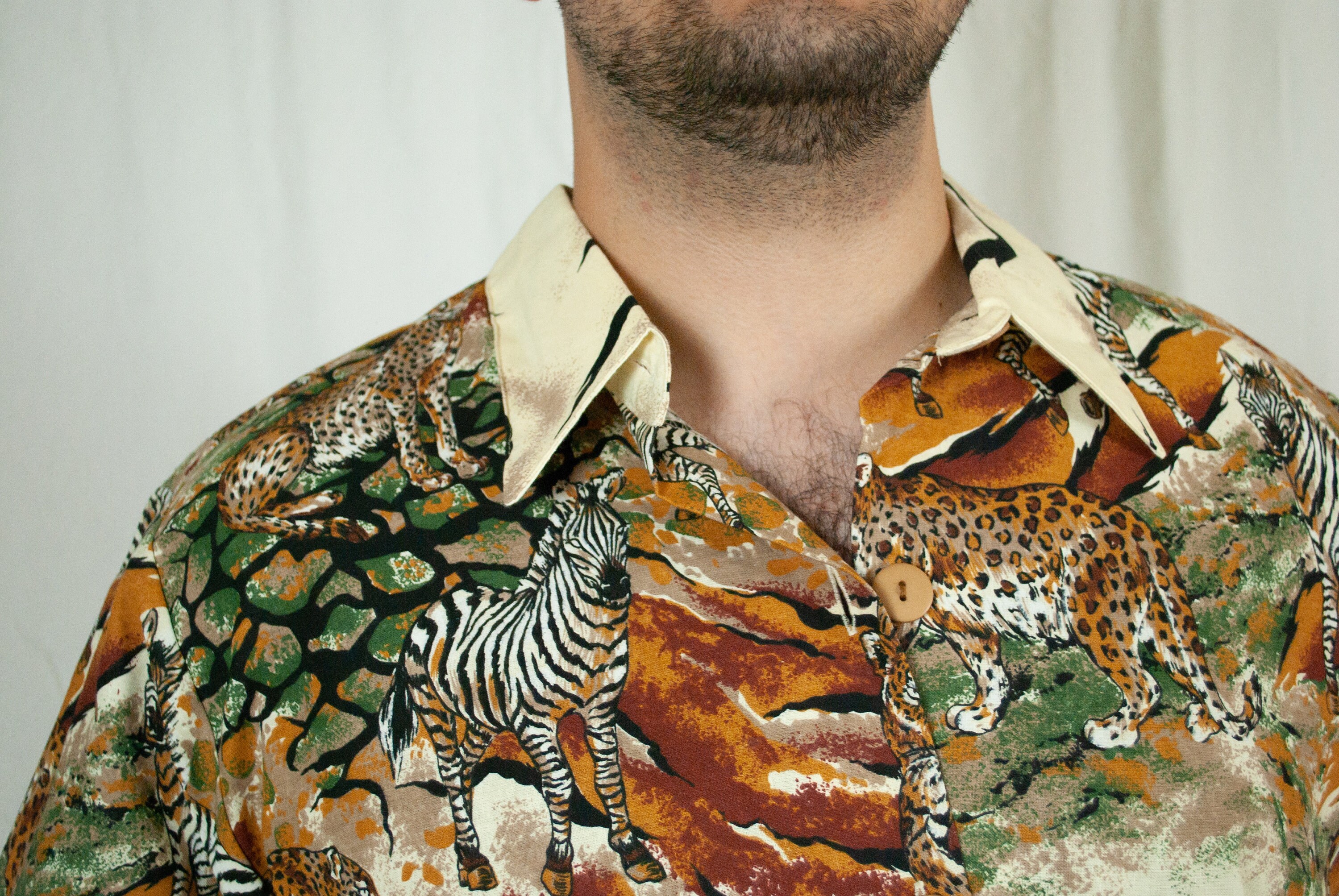 Animal Print Button Up / Vintage 80s 90s Tiger Zebra Cheetah | Etsy