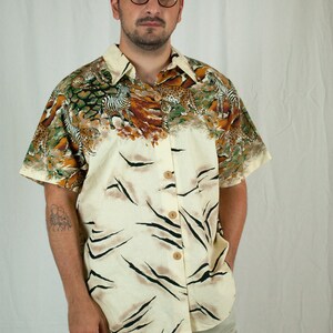 Animal Print Button up / Vintage 80s 90s Tiger Zebra Cheetah Leopard ...