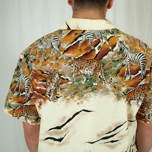 Animal Print Button up / Vintage 80s 90s Tiger Zebra Cheetah Leopard ...