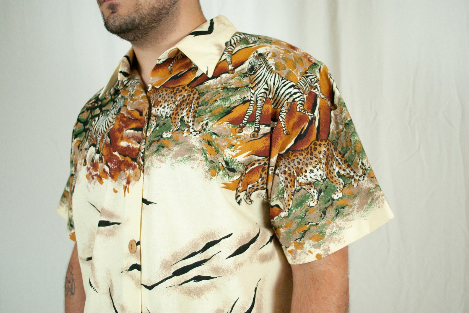 Animal Print Button Up / Vintage 80s 90s Tiger Zebra Cheetah | Etsy