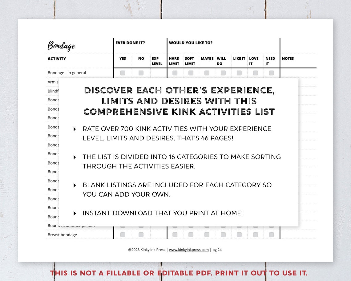 The Ultimate Kink Checklist for Submissives / 712 Kinky Activities to ...