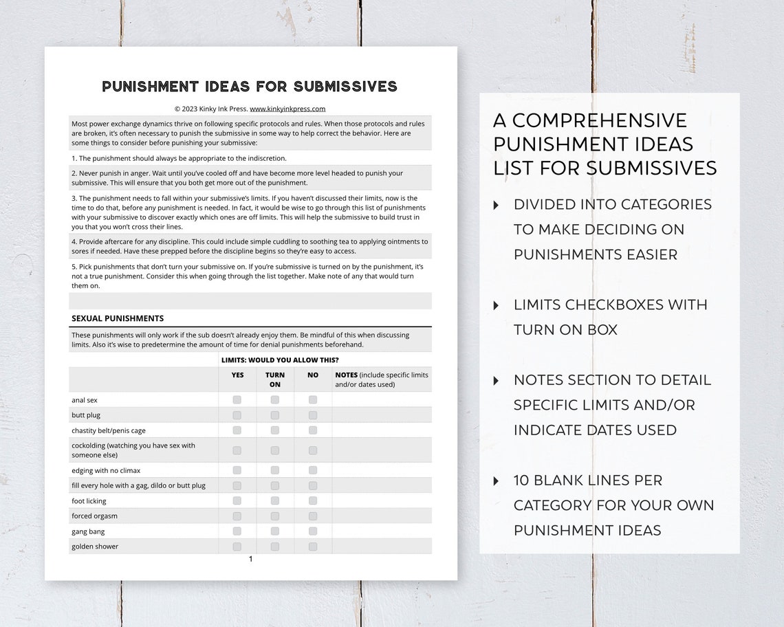 135 Punishment Ideas for Submissives List / Discipline / BDSM / Instant Download - Etsy