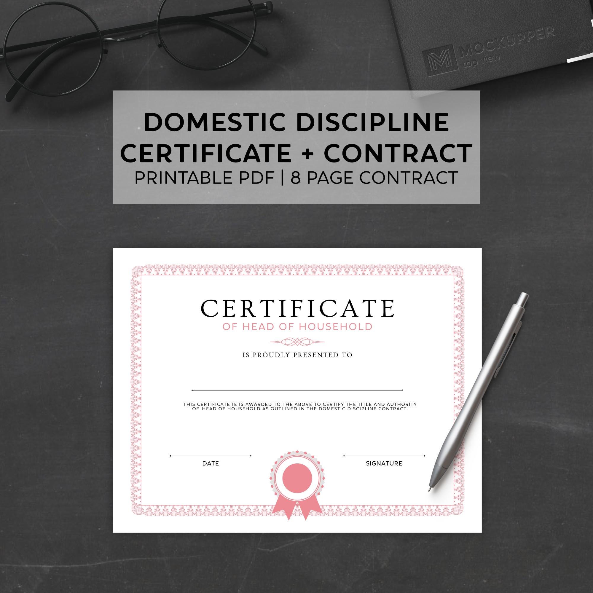 Domestic Discipline Certificate + Contract / Printable - Etsy