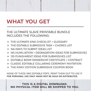 The Ultimate Slave Printable Bundle / Submissives / Discipline / BDSM ...