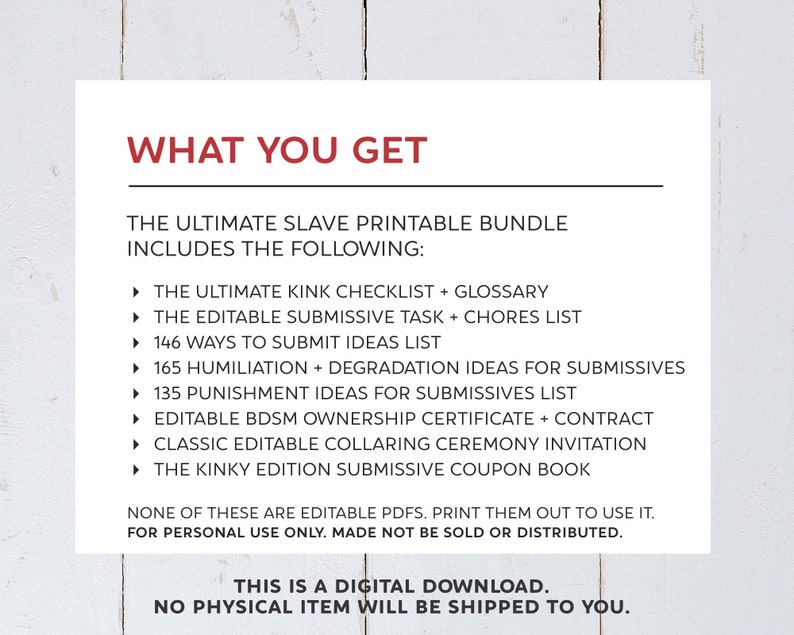 The Ultimate Slave Printable Bundle / Submissives / Discipline / BDSM ...