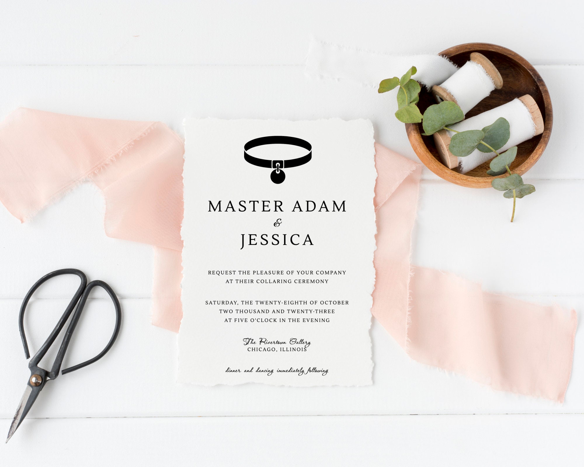 Minimalist Editable Collaring Ceremony Invitation Template Set With ...