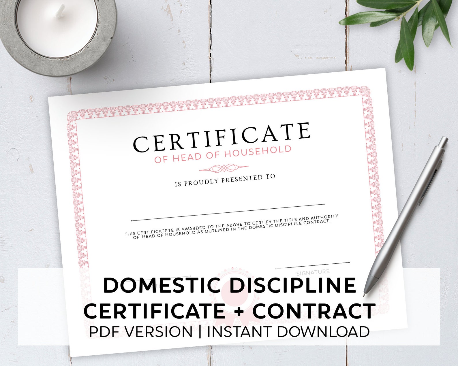Domestic Discipline Certificate + Contract / Printable / Great Gift for ...