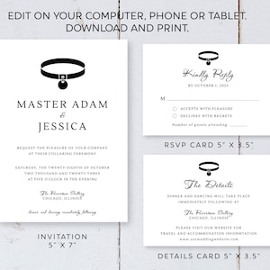 Minimalist Editable Collaring Ceremony Invitation Template Set With ...