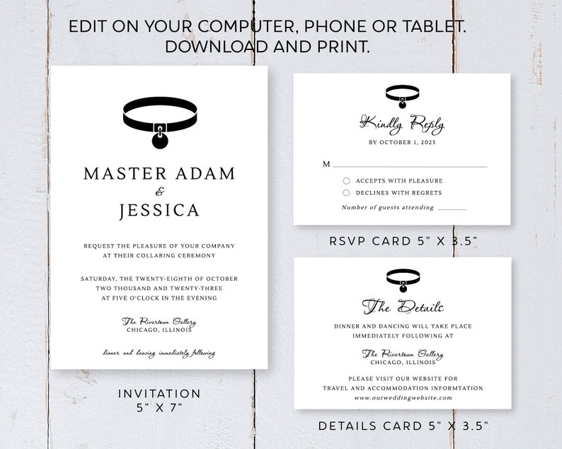 Minimalist Editable Collaring Ceremony Invitation Template Set - Etsy
