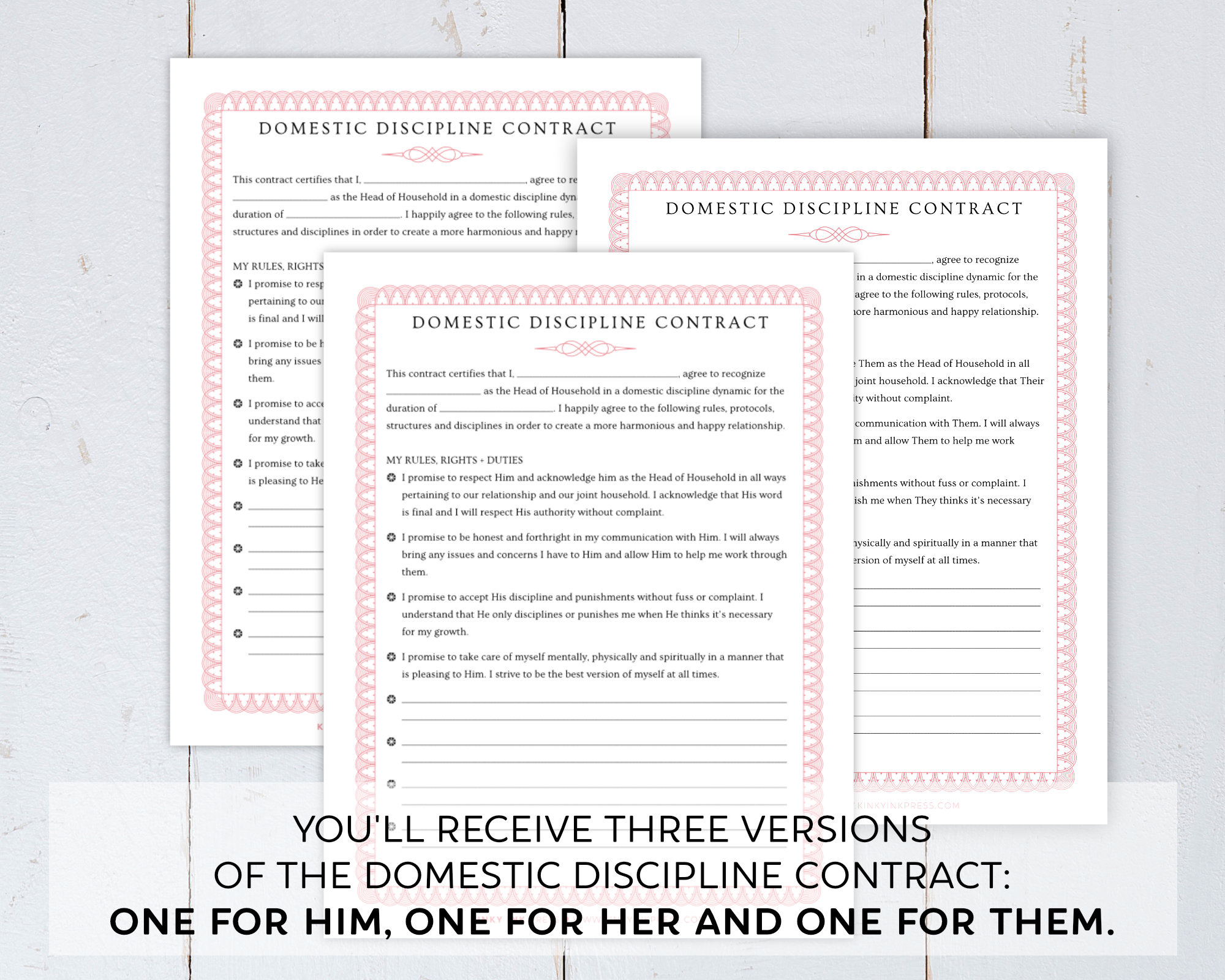 Domestic Discipline Certificate + Contract / Printable - Etsy