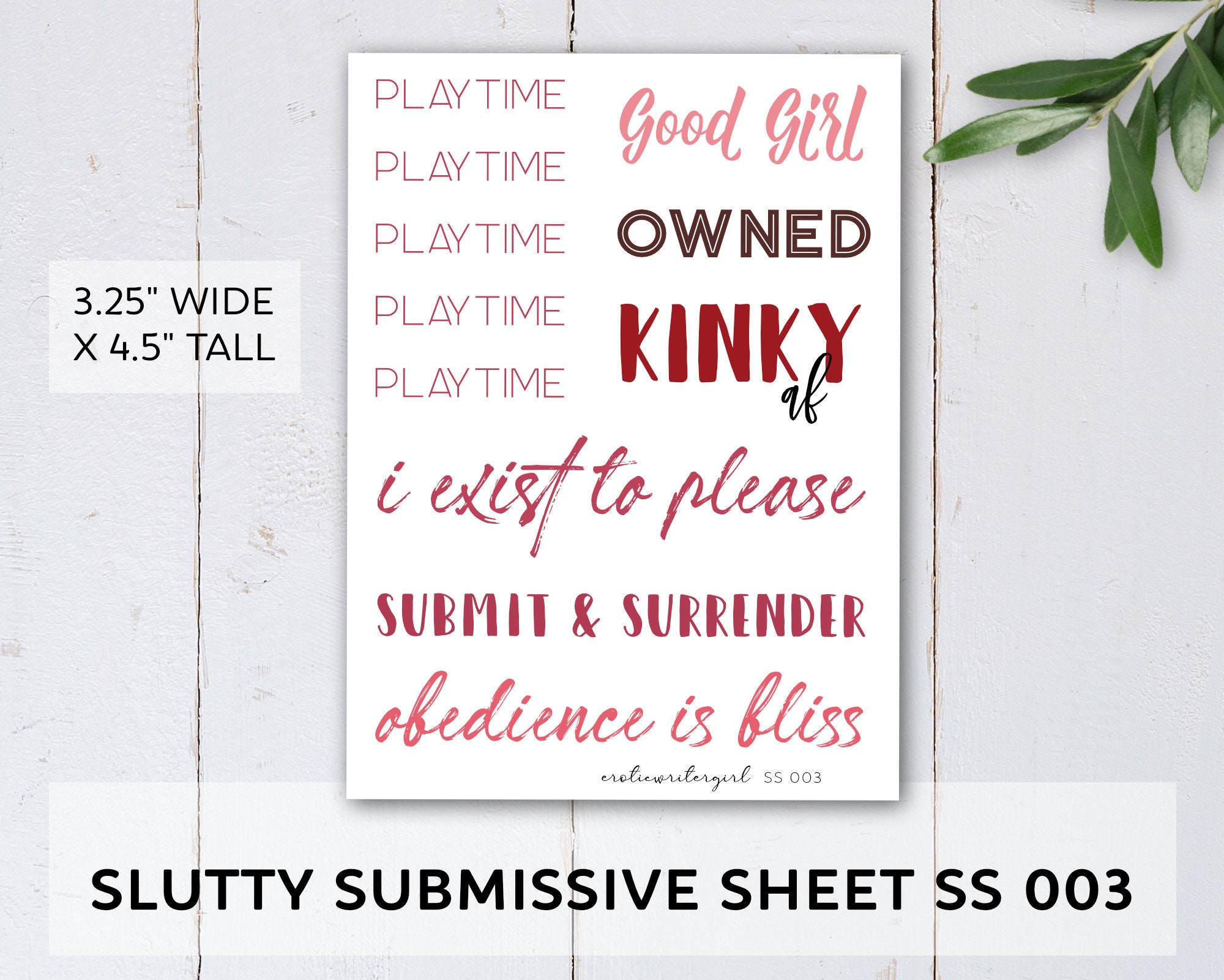 Slutty Submissive Sticker Sets for the Submissive Planner / - Etsy