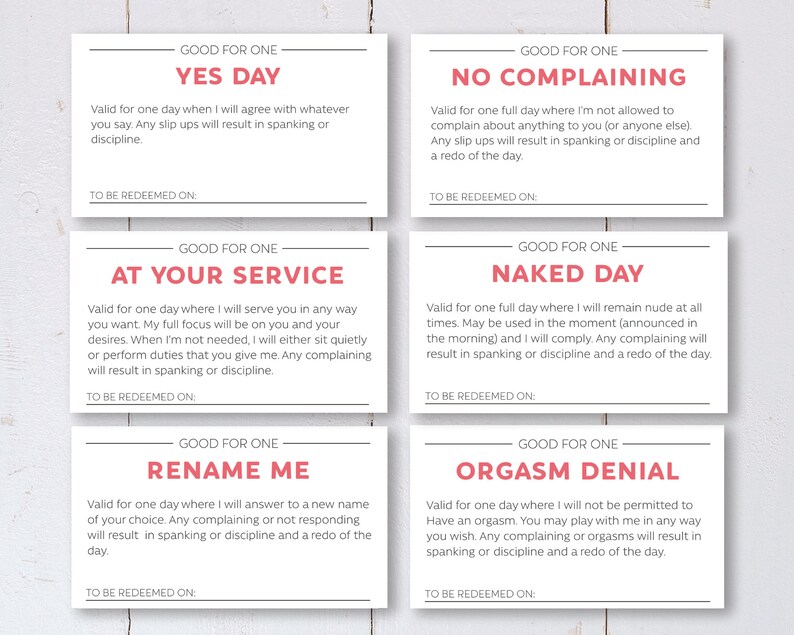 Printable Domestic Discipline Edition / Submissive Coupons / BDSM ...