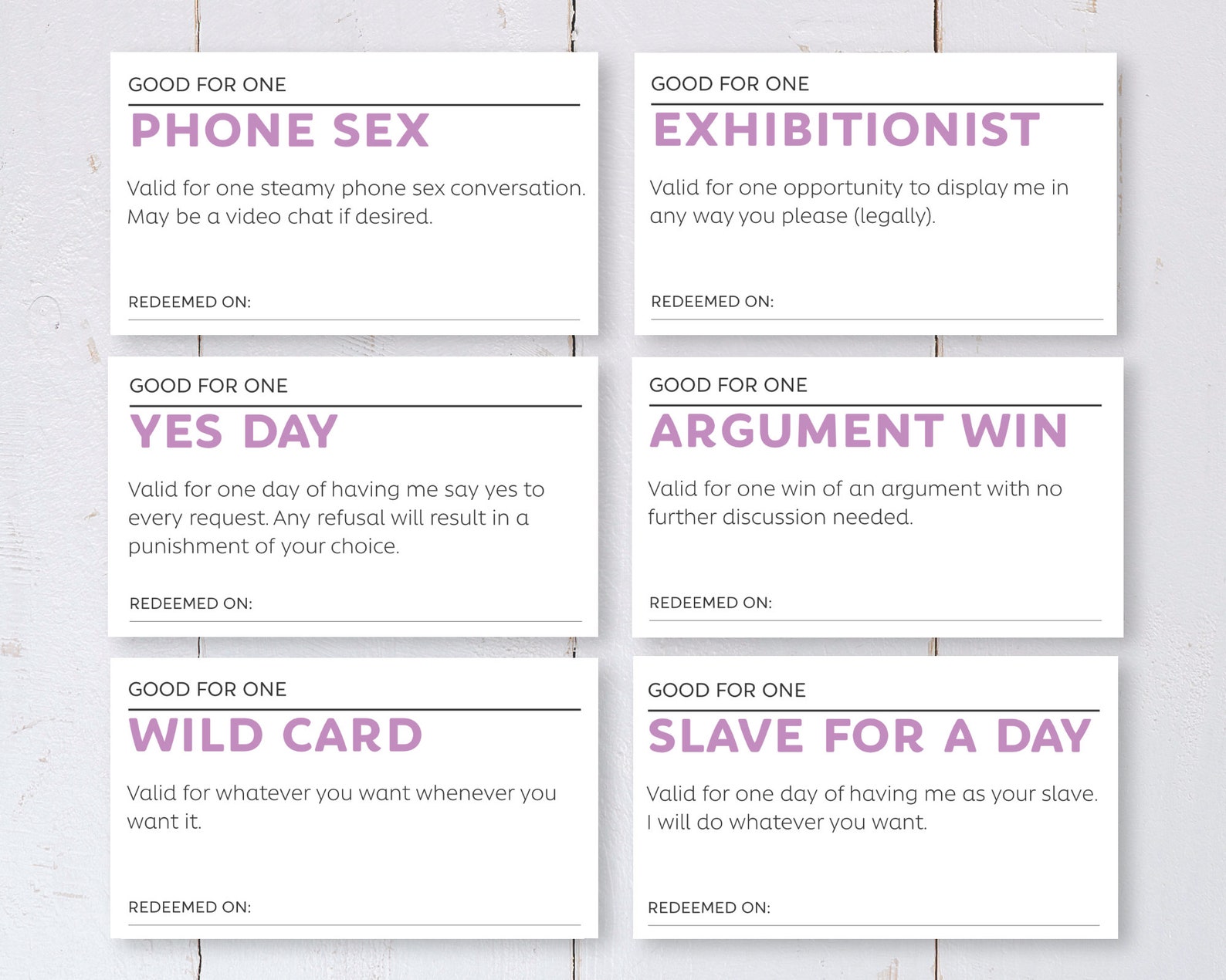 Printable Long Distance Edition / Submissive Coupons / BDSM / Great ...