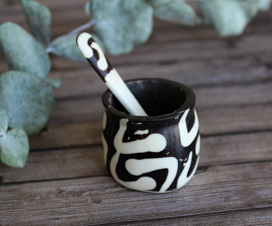 Batik Bone Salt Cup With Spoon - Etsy