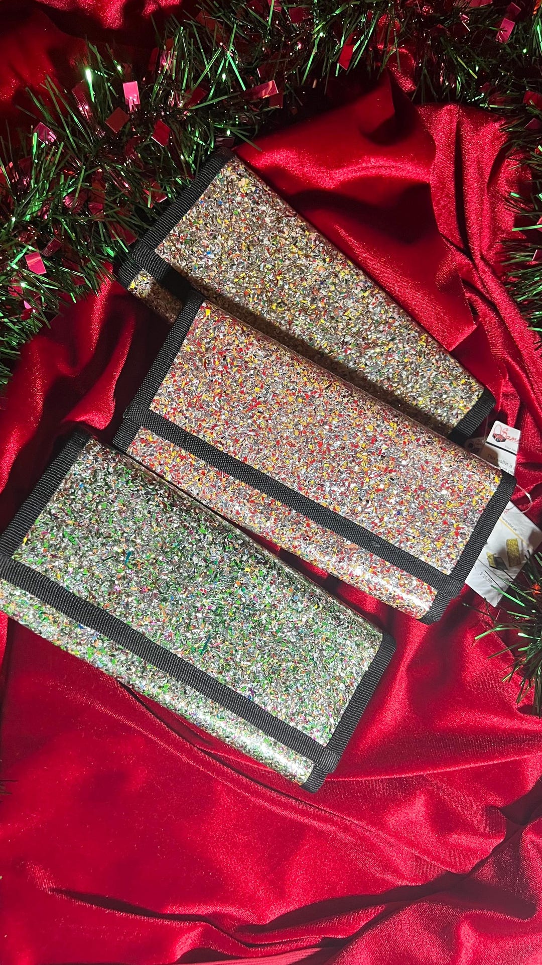 Colorful Glitter Wallets With Velcro Closure - Festive Holiday ...