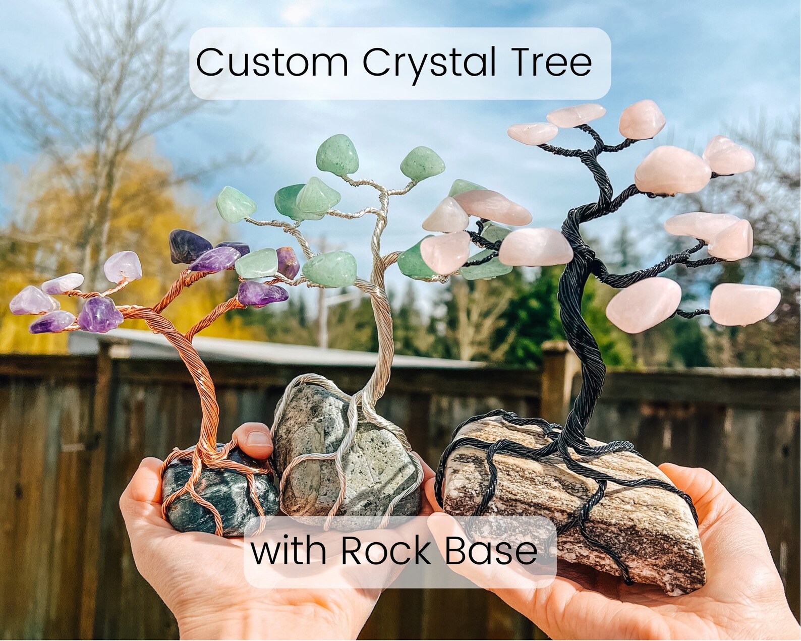 Custom Crystal Tree With Rock Base Crystals Wired Crystal - Etsy
