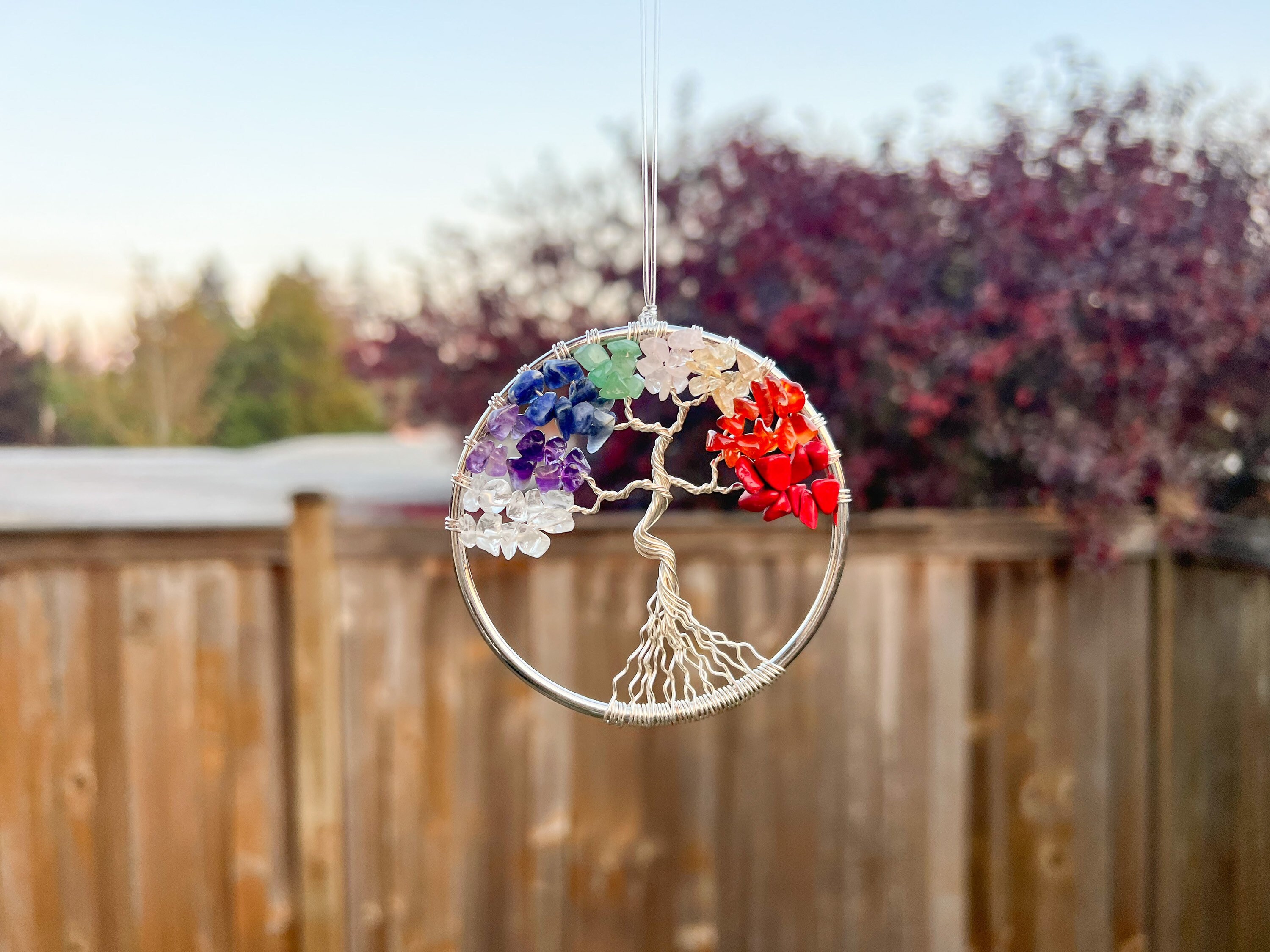 Rainbow Tree of Life Ornament Crystal Car Charm Tree of Life - Etsy
