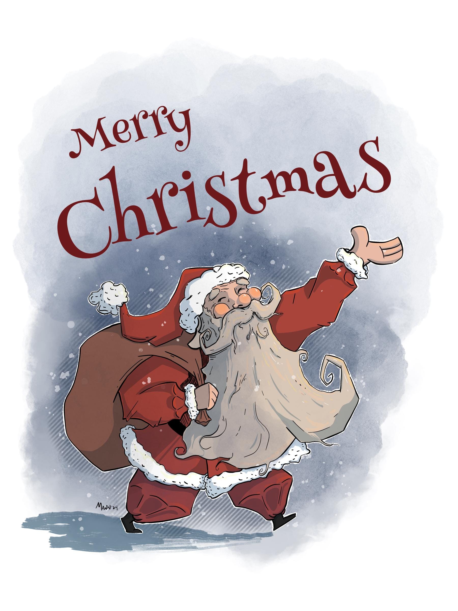 Santa Claus Illustration – Festive Holiday Art Print - Etsy