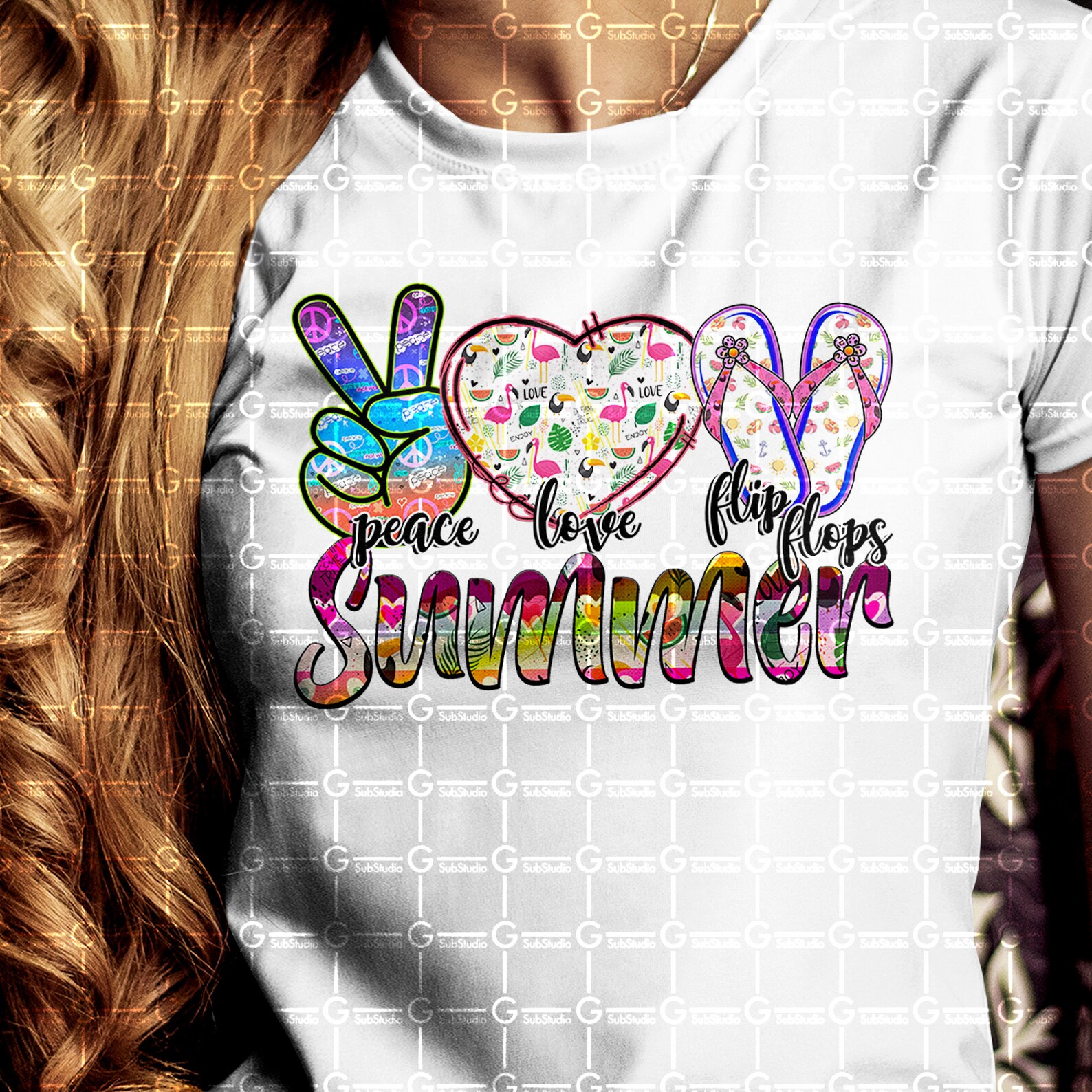 Peace Love Flip Flops Sublimation Design DTG Printing | Etsy
