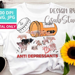 Pig PNG Sublimation Designs Download, Happy Pills, Antidepressants, Pig ...
