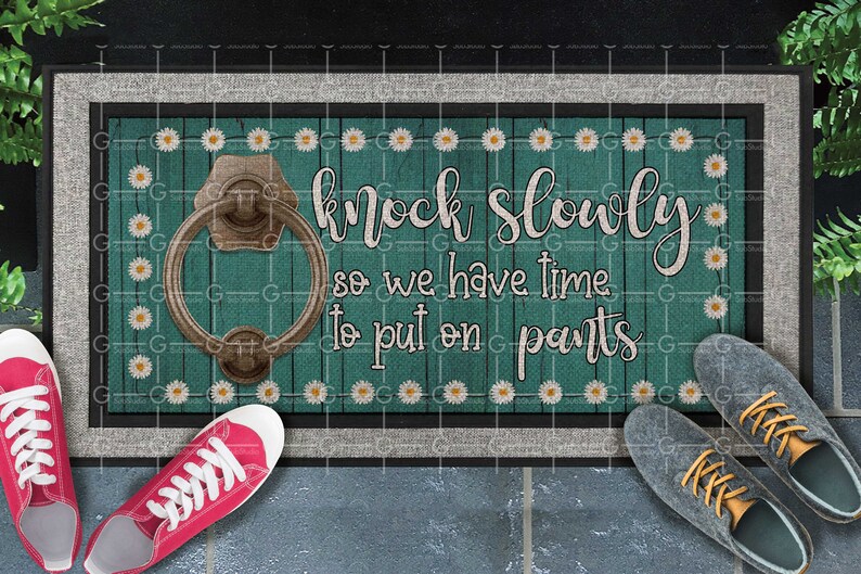 Welcome Doormat Sublimation Design PNG Knock Slowly | Etsy