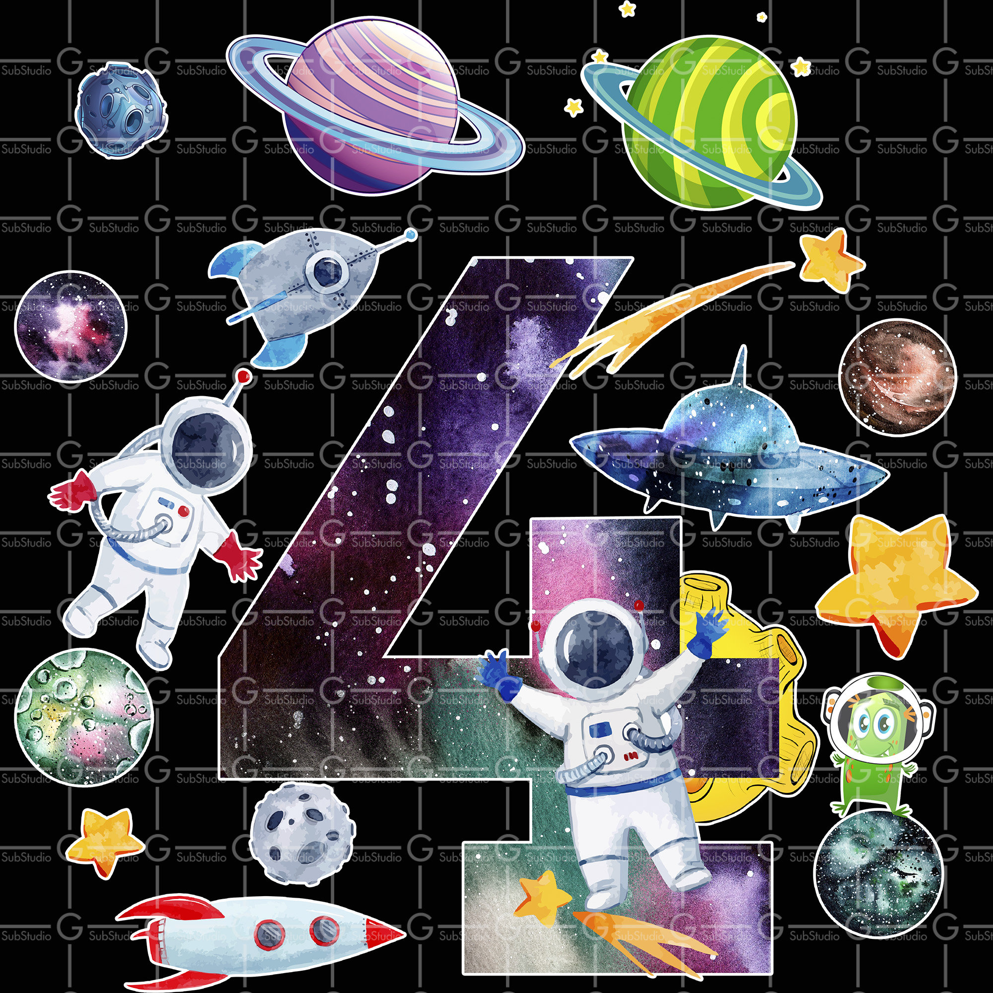 Kids Birthday Boy Astronaut Gifts Space 1-10 B-Day Png | Etsy