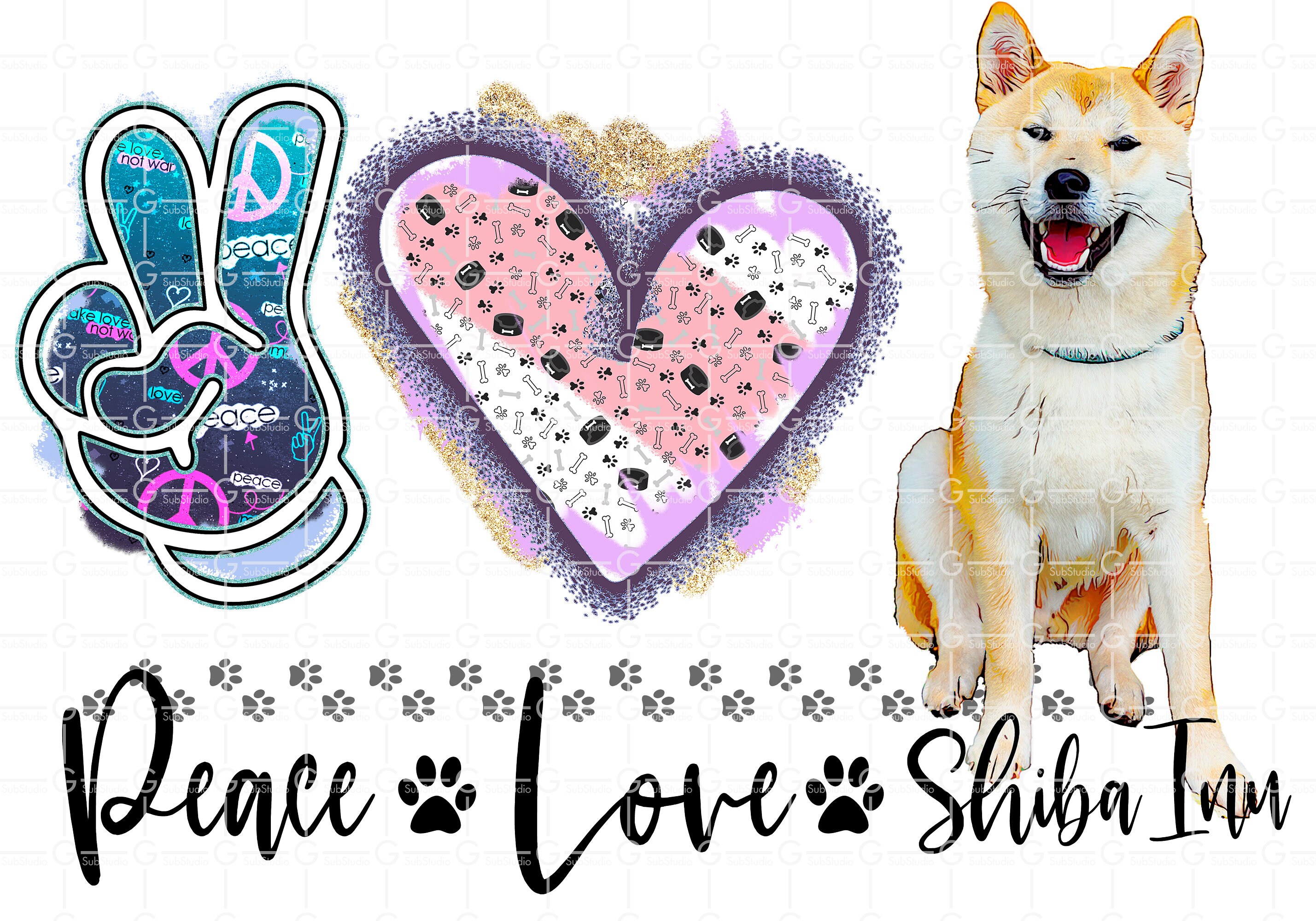 Shiba Inu Png Peace Love Shiba Inu Png Sublimation Design - Etsy