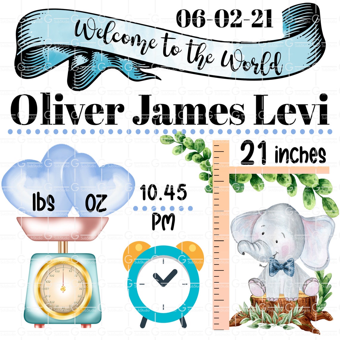 Boy Birth Stat Template Sublimation Designs, Welcome to the World ...