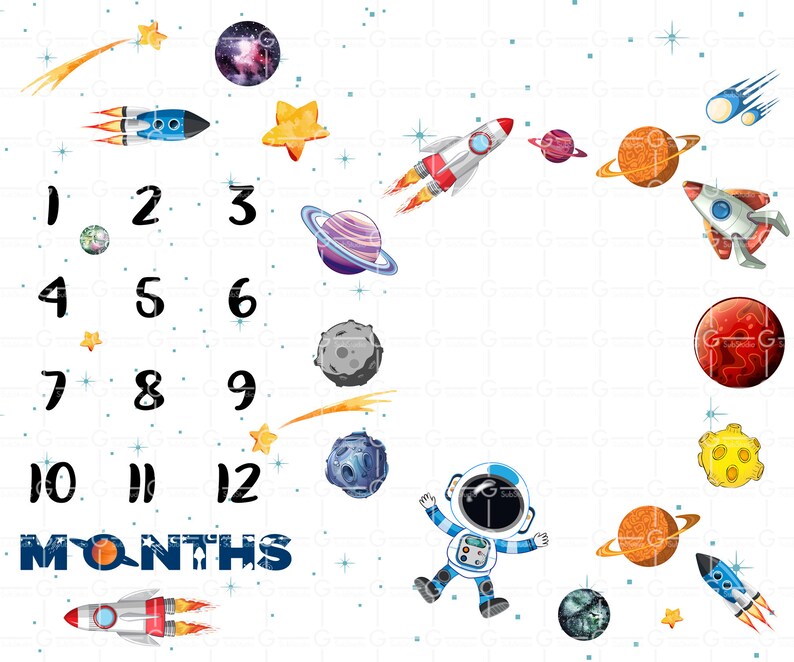 Galaxy Baby Milestone Blanket Digital Design for Sublimation Astronaut ...