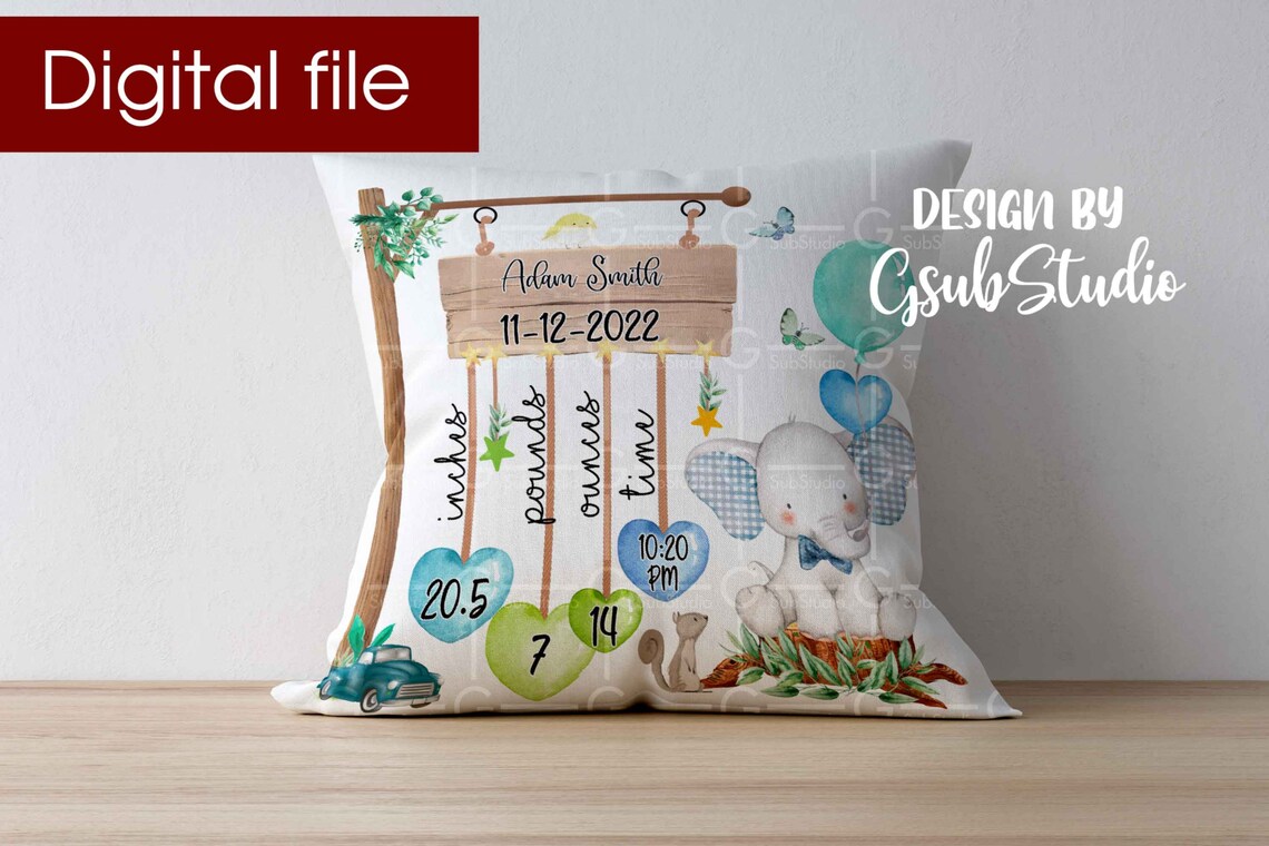 Boy Birth Stat Template Sublimation Designs, Welcome to the World ...