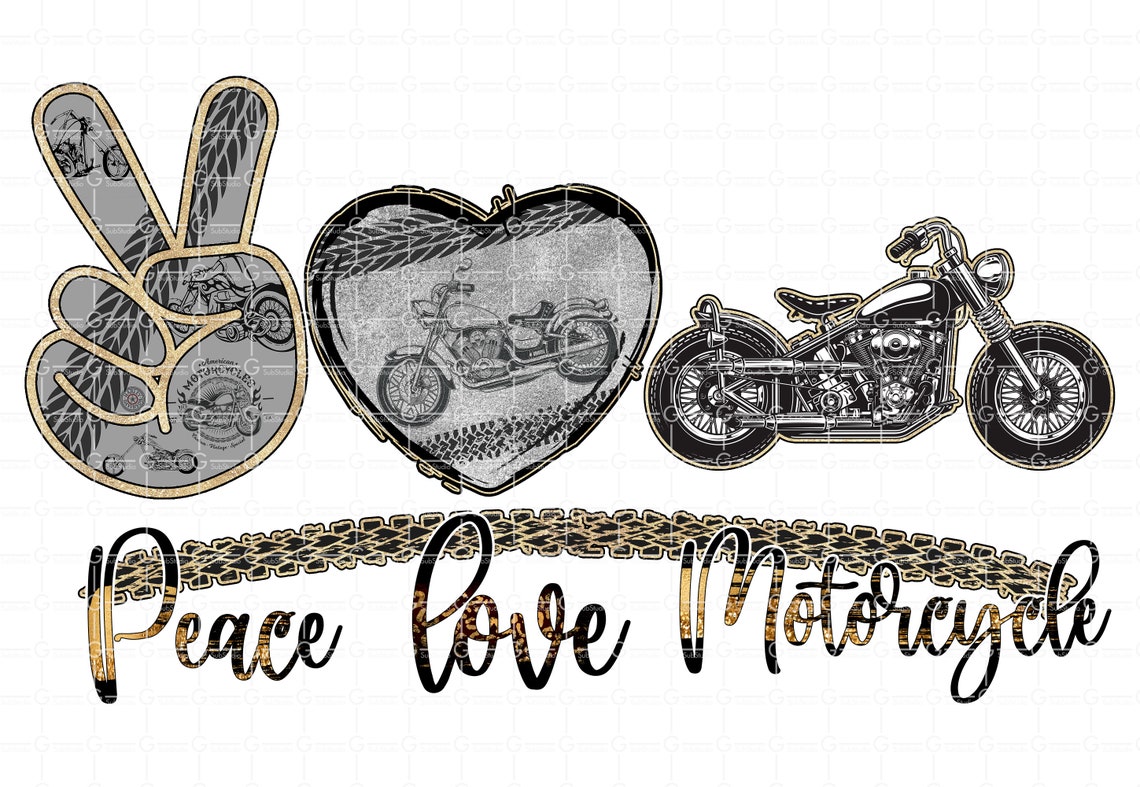 Peace Love Motorcycle Sublimation Designs Download Peace Love - Etsy
