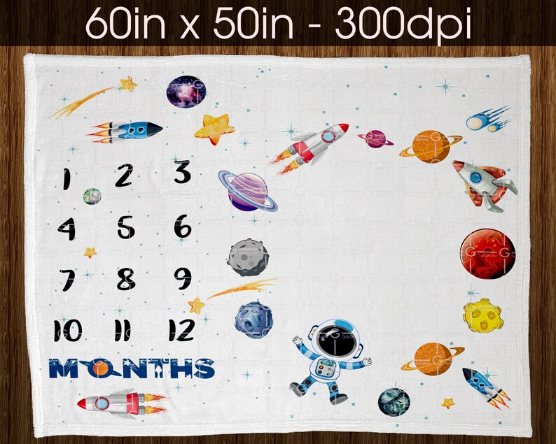 Galaxy Baby Milestone Blanket Digital Design for Sublimation Astronaut ...