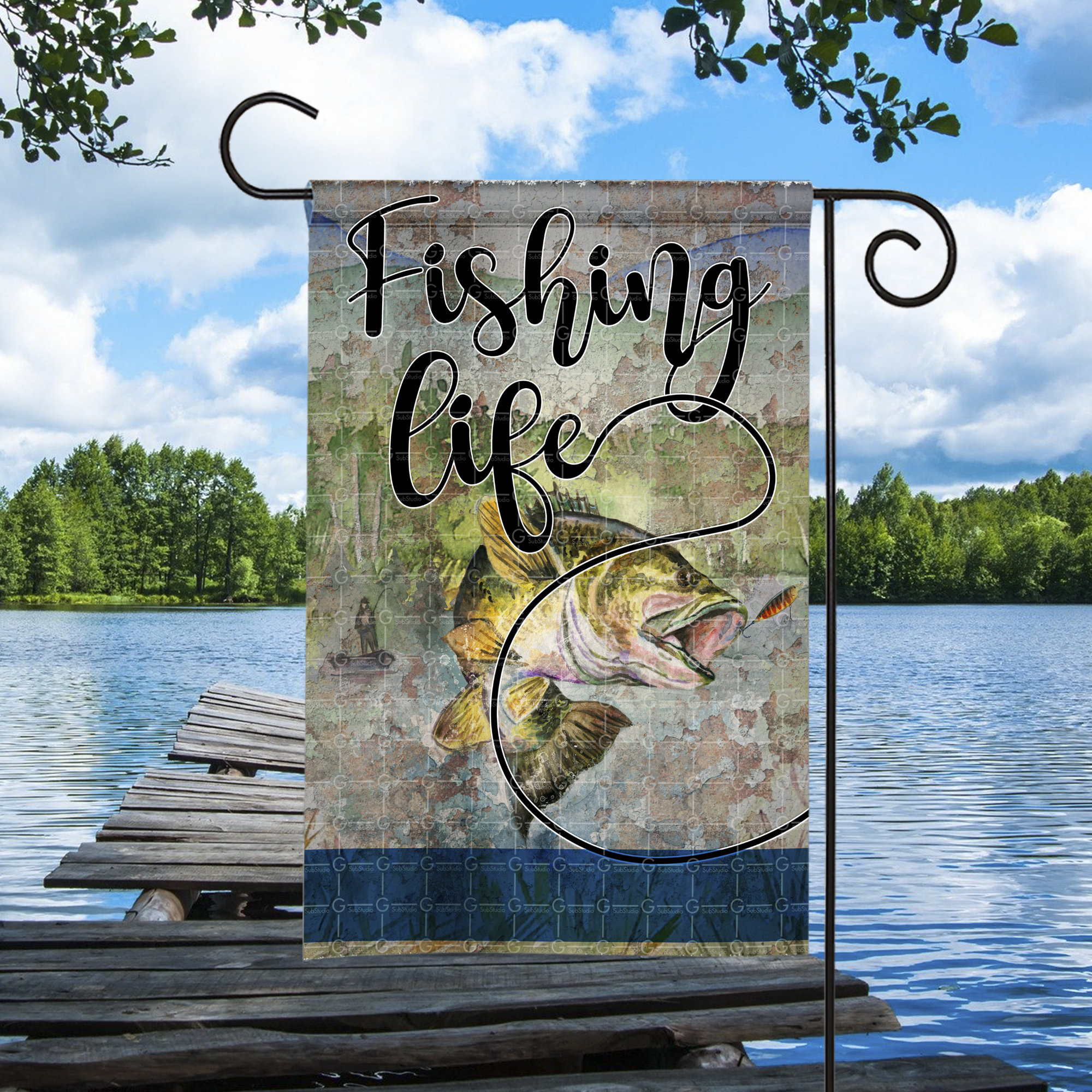Fishing Life Garden Flag Sublimation Design Flag Design - Etsy