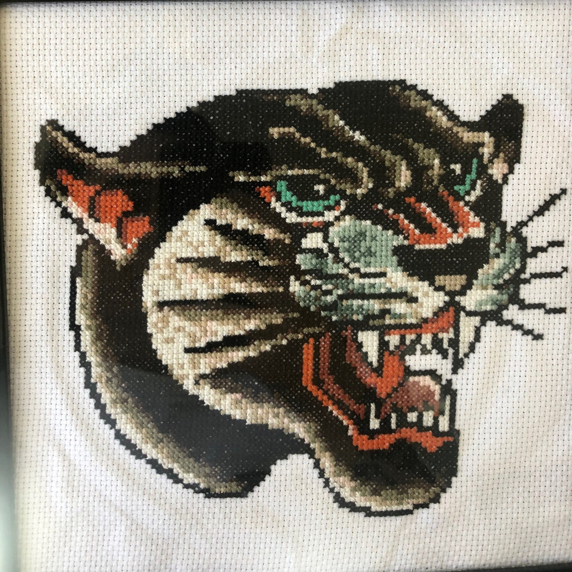 American Traditional Panther Cross Stitch Tattoo Flash Cross | Etsy