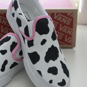 Pink Cow Print Vans Hand-painted Slip-on Vans Pink Cow Print Strawberry ...