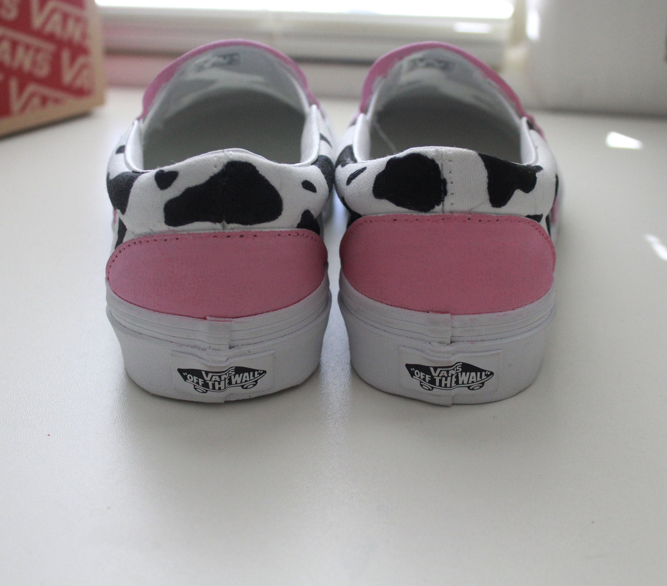 Pink Cow Print Vans Hand-painted Slip-on Vans Pink Cow | Etsy