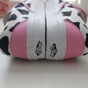 Pink Cow Print Vans Hand-painted Slip-on Vans Pink Cow Print Strawberry ...