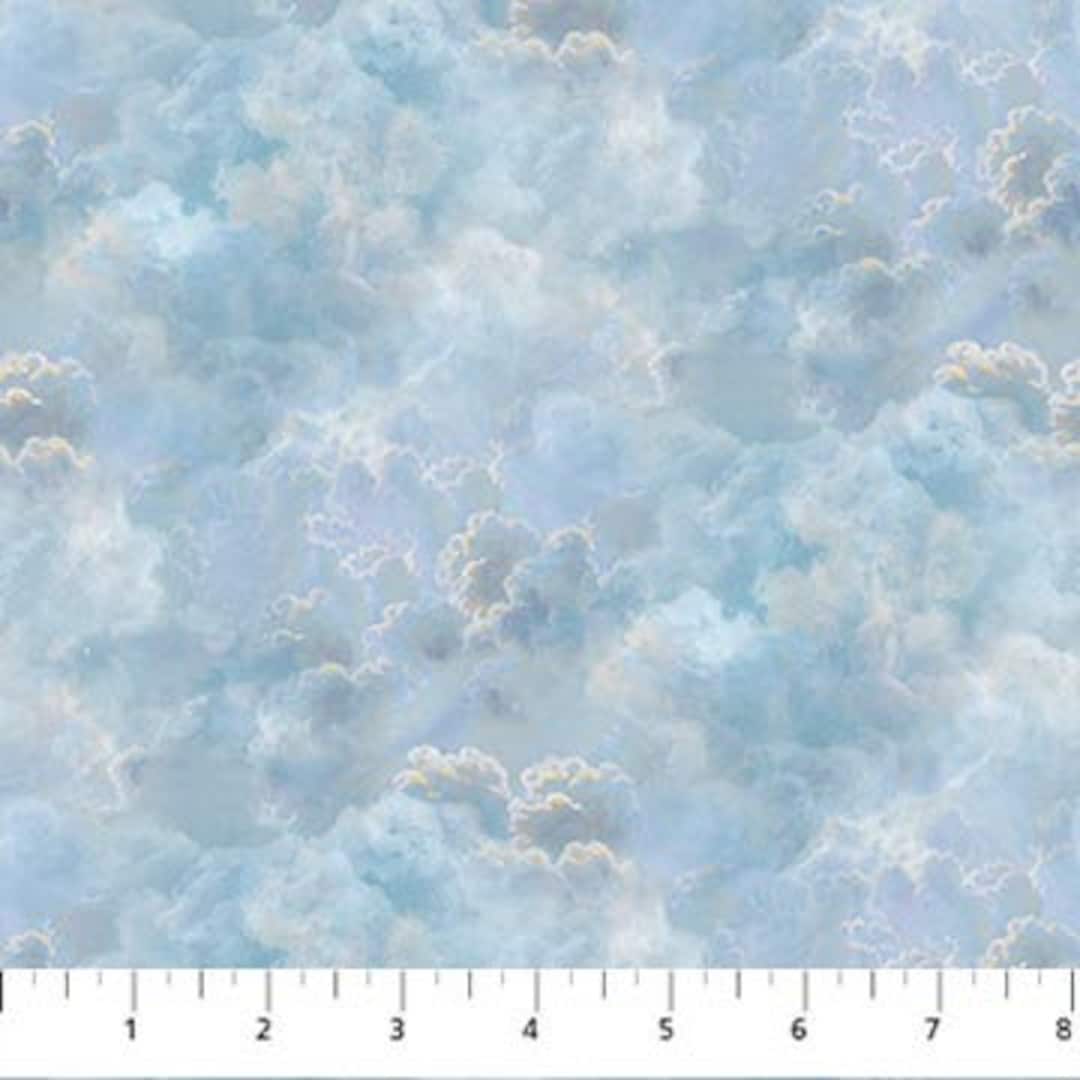 Beautiful Blue Fluffy Clouds Allover, by the Yard, Half Yard and Fat ...