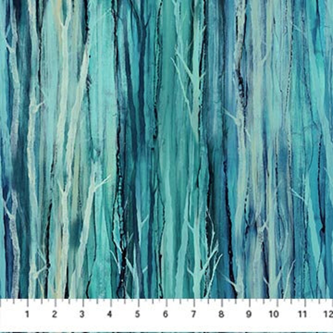 Twig Texture in Teal, Olive, Rust Colors Digital Cotton Fabric, By the ...