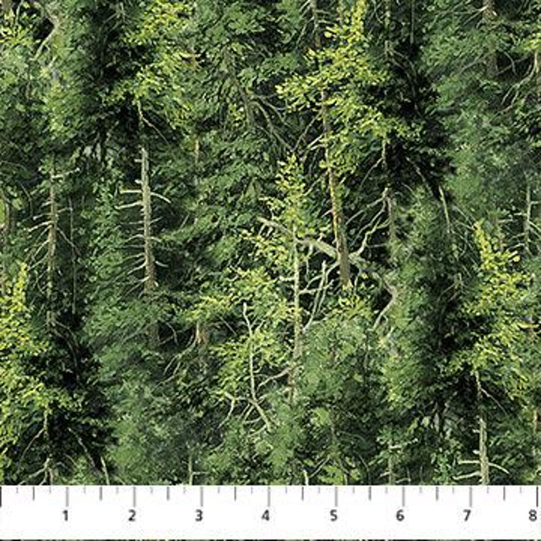 Great Landscape Evergreen Trees Cotton Digitally Printed Fabric 42 ...