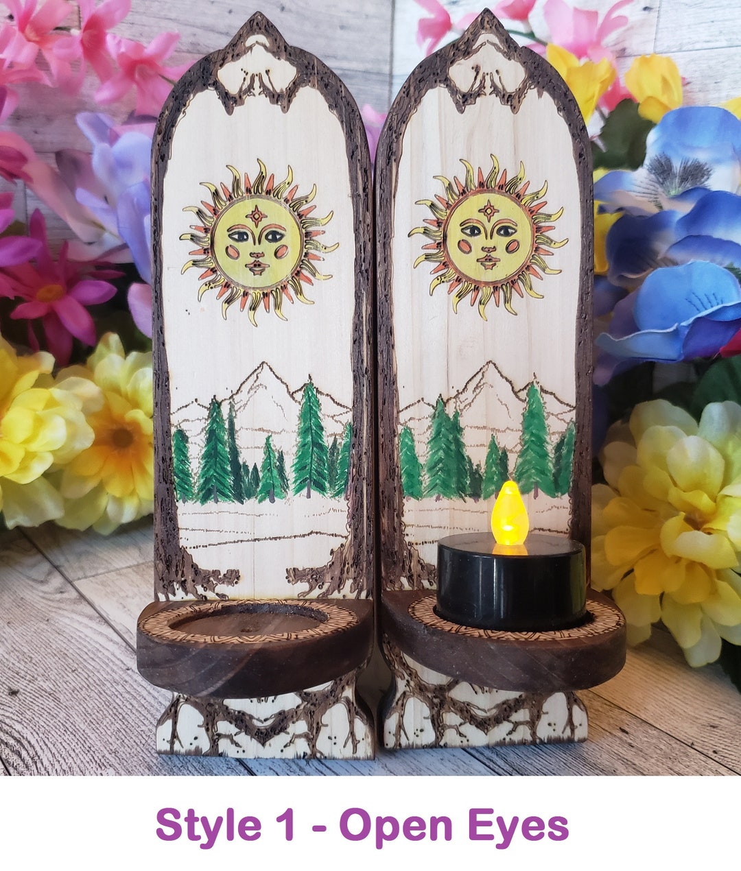 Celestial SUN Rustic Look Wall Mount Tea Light Candle Holder / Sconce ...