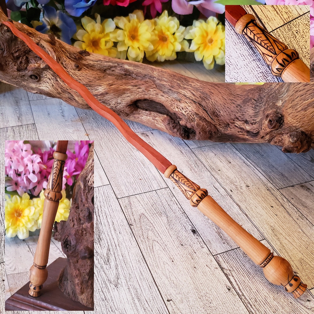 Beautiful Yew and Padauk Flameberg Ritual Magic Wand With Art - Etsy