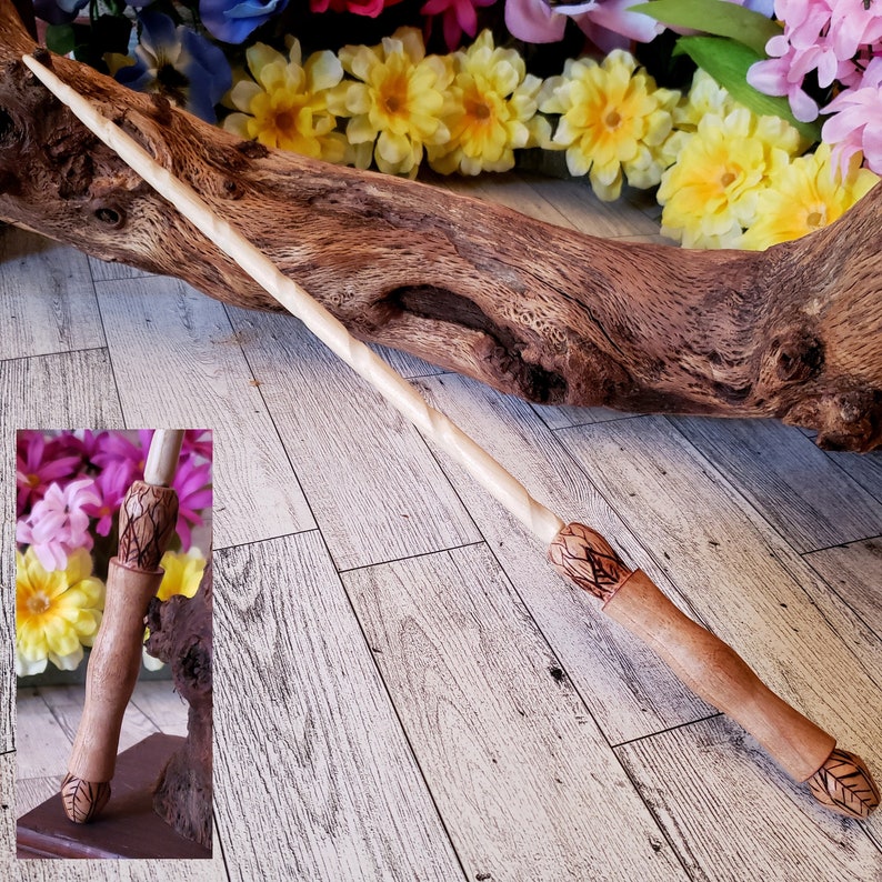 Lovely Cherry Wood and Poplar Unicorn Horn Ritual Magic Wand 15.25 ...